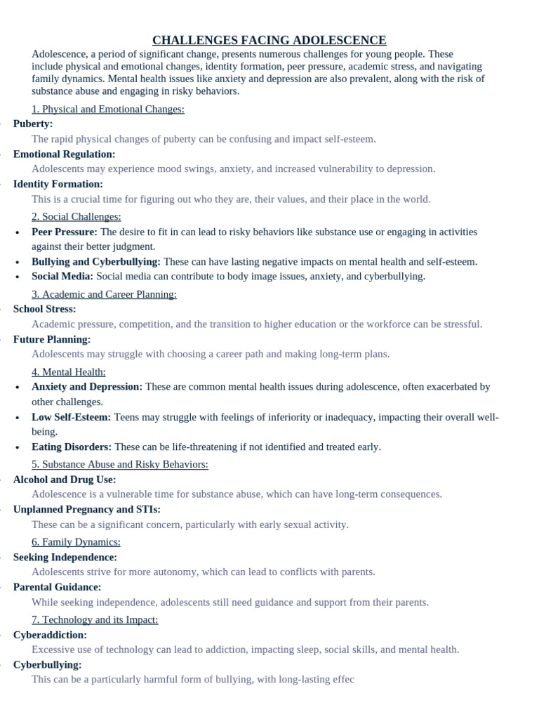 Challenges Facing Adolescence | PDF | Adolescence | Mental Health