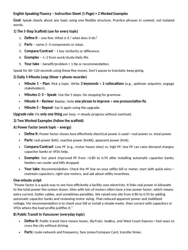 English Speaking Fluency | PDF | Electrical Engineering | Power (Physics)