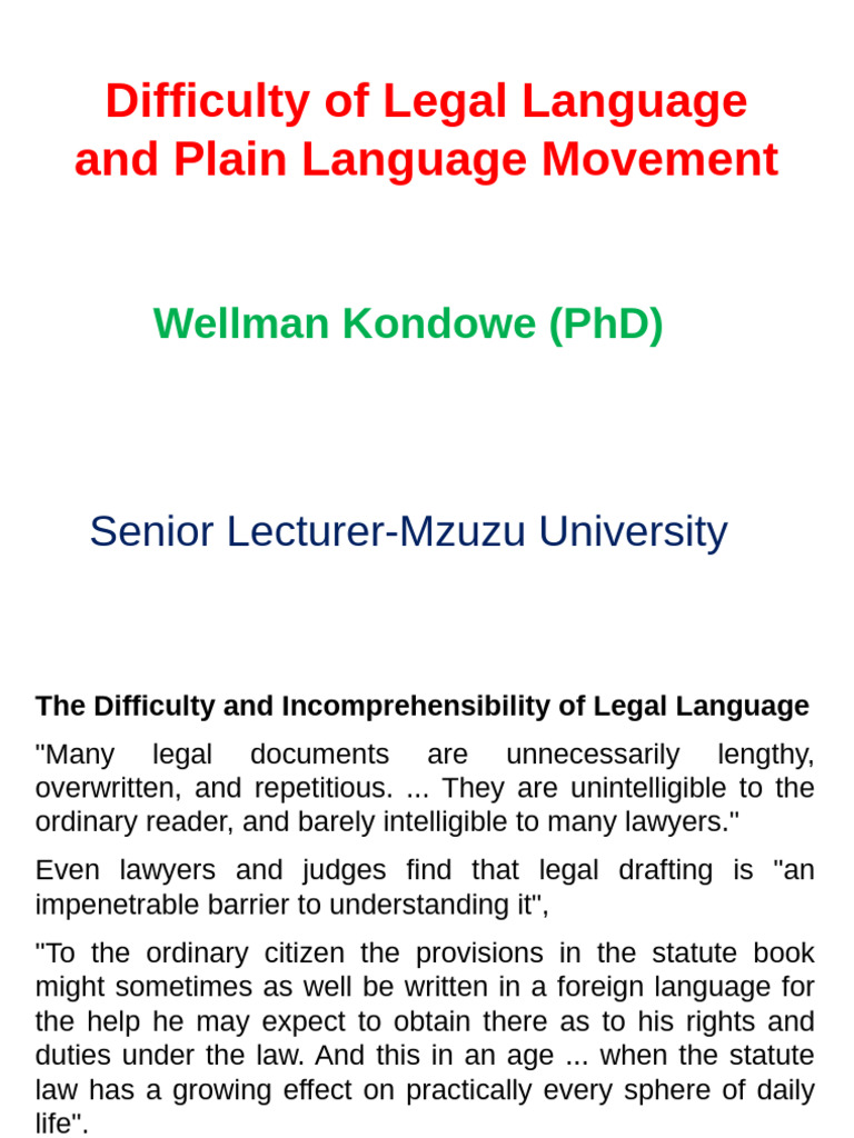 Simplifying Legal Language for Clarity | PDF | Semantics | Plain Language