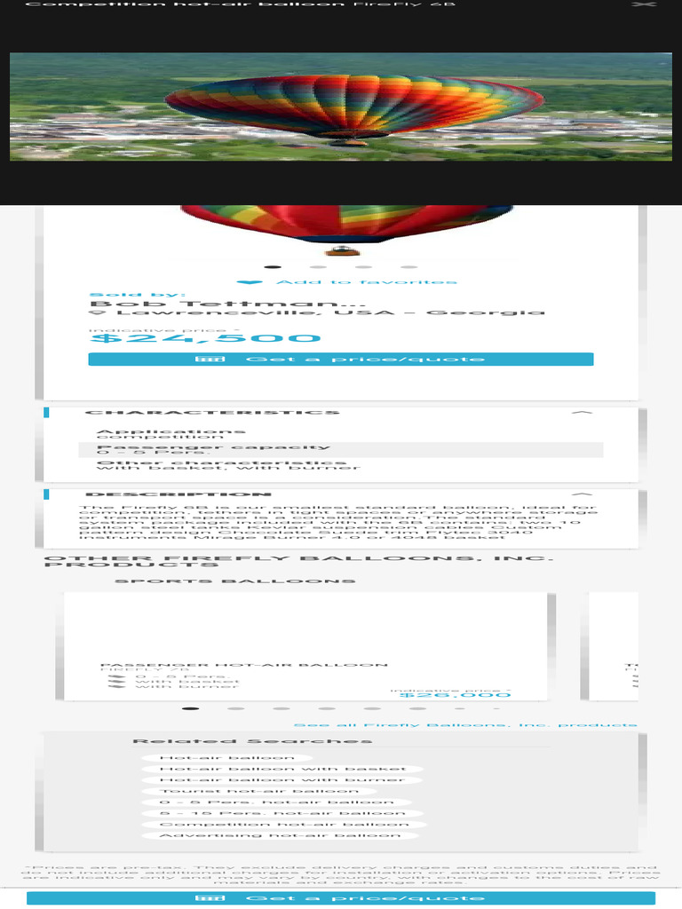 Competition Hot-Air Balloon - FireFly 6B - Firefly Balloons, Inc. - 0 ...