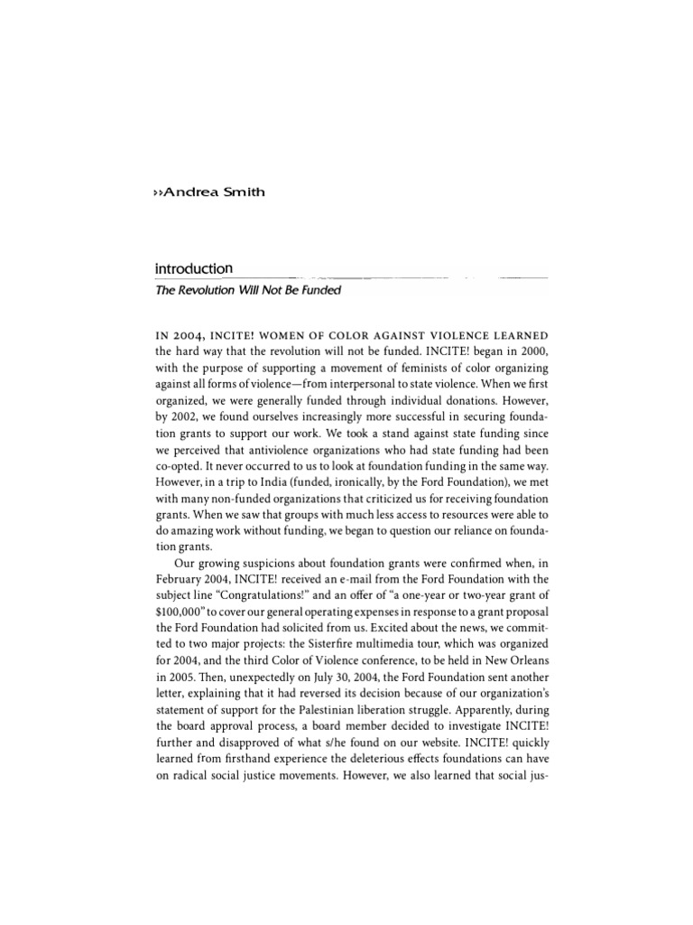 The Revolution Will Not Be Funded, Ch. 1 | PDF | Non Governmental ...