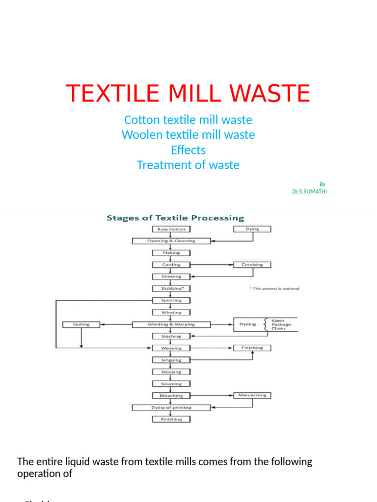 Textile Mill Waste Management Guide | PDF | Textile Manufacturing | Dye