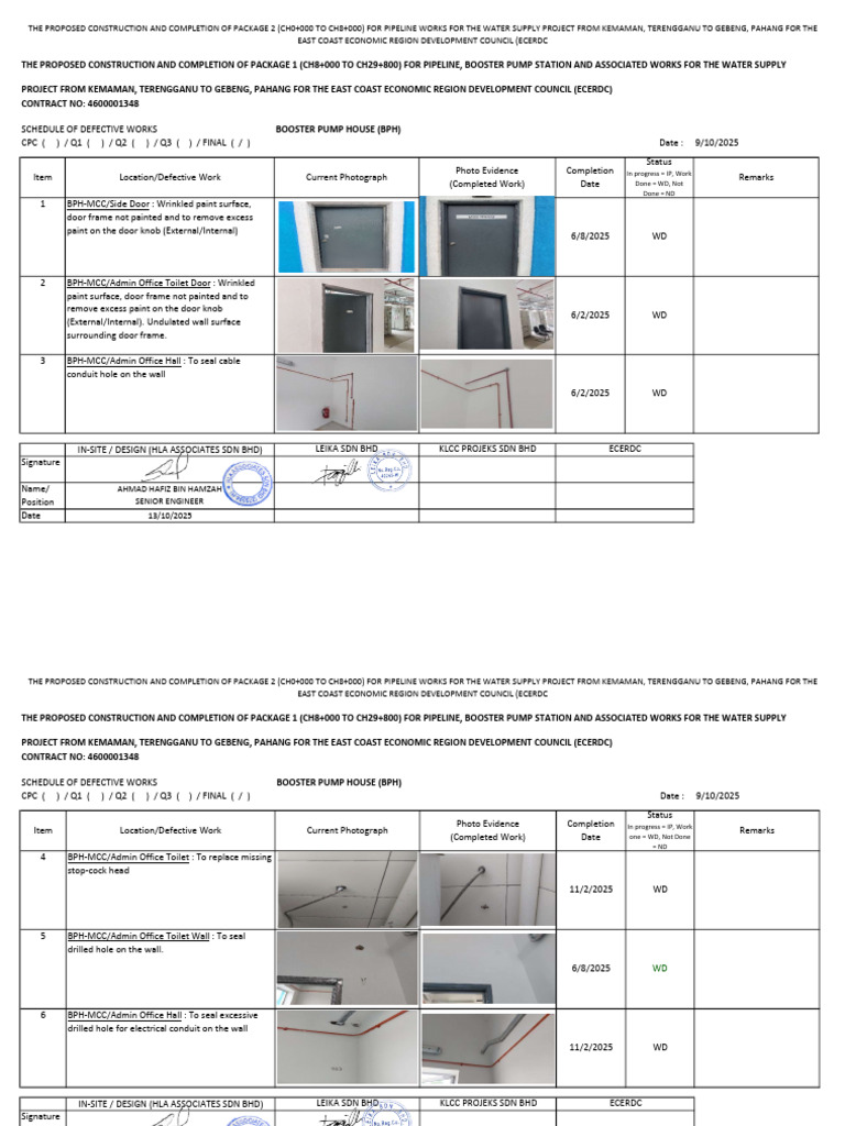 Final Defect List P1 BPHMCC - To Sign (Nov 25) | PDF | Architectural ...