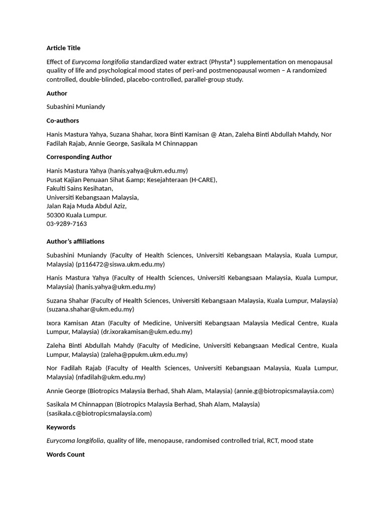 Manuscript Paper 2 BMJ Open 23122024 | PDF | Menopause | Medicine