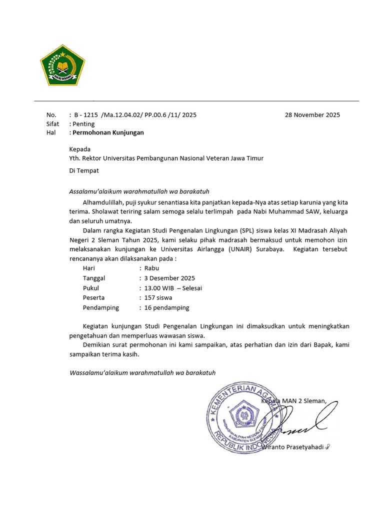 27. MAN 2 Sleman - UPN Jawa Timur | PDF