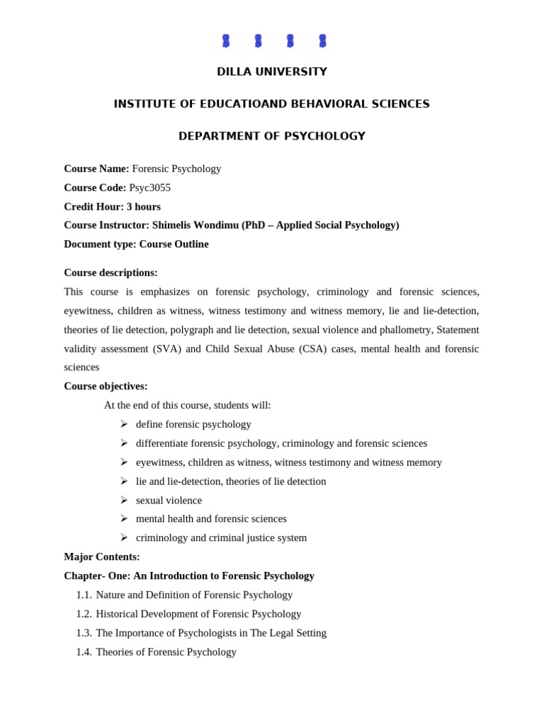 Forensic Psychology Course Outline | PDF | Crime & Violence | Crimes