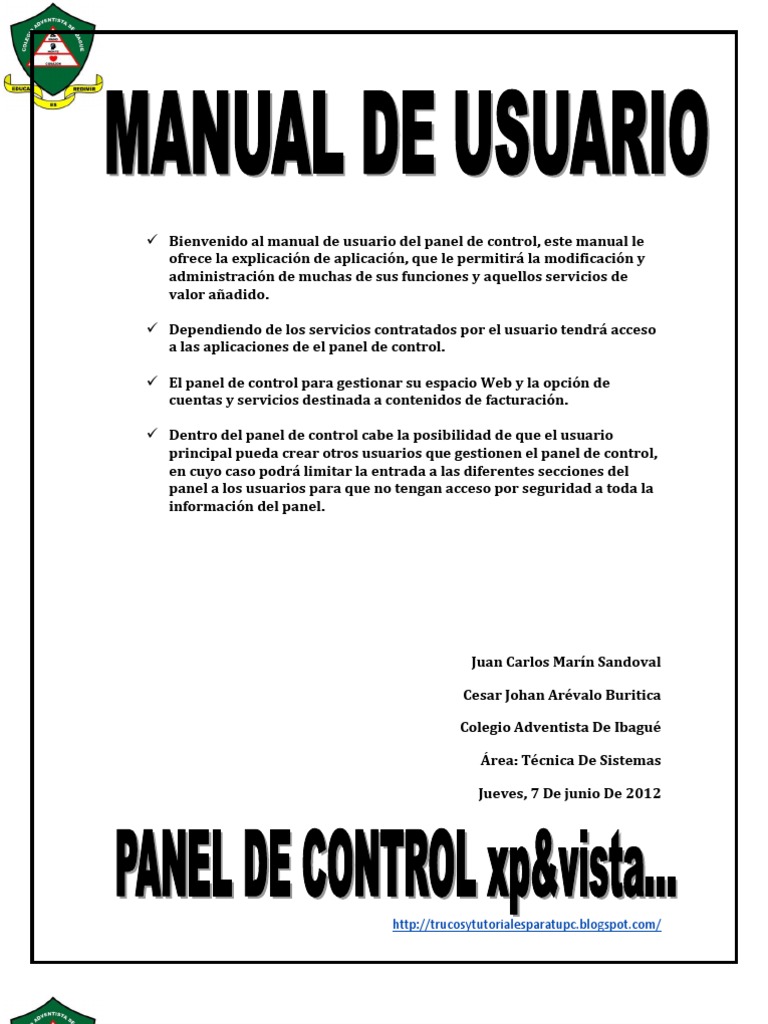 Manual de Panel de Control | PDF | Archivo de computadora | Microsoft Windows