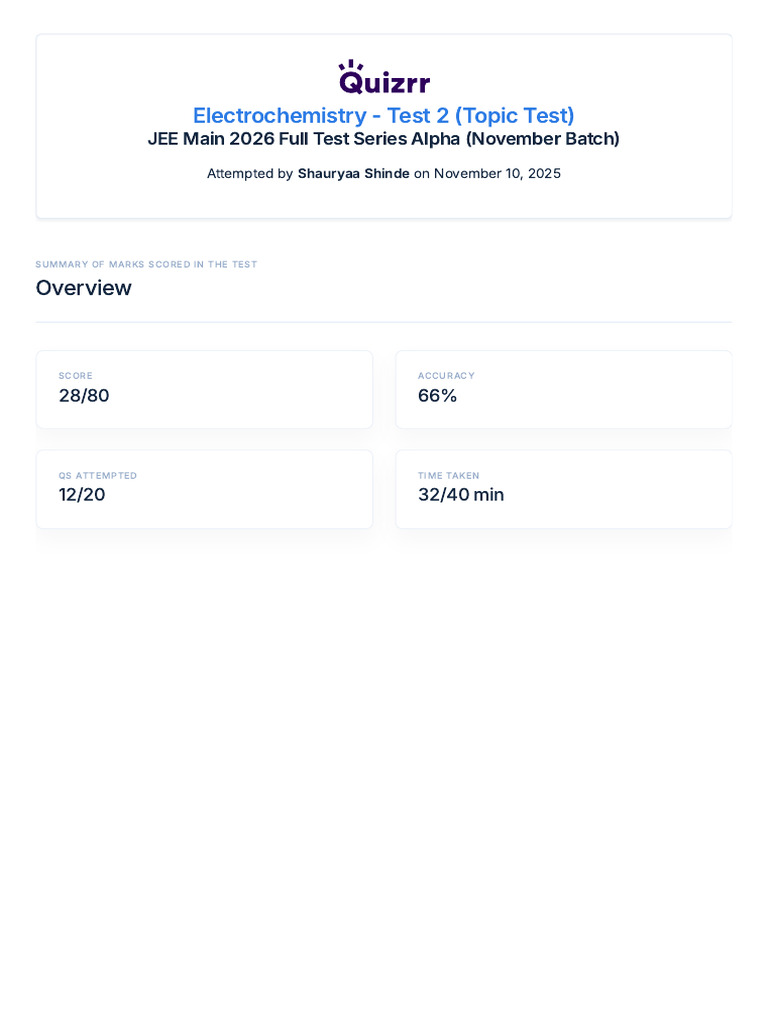 Electrochem Test 2 Analysis | PDF | Electrochemistry | Electromagnetism