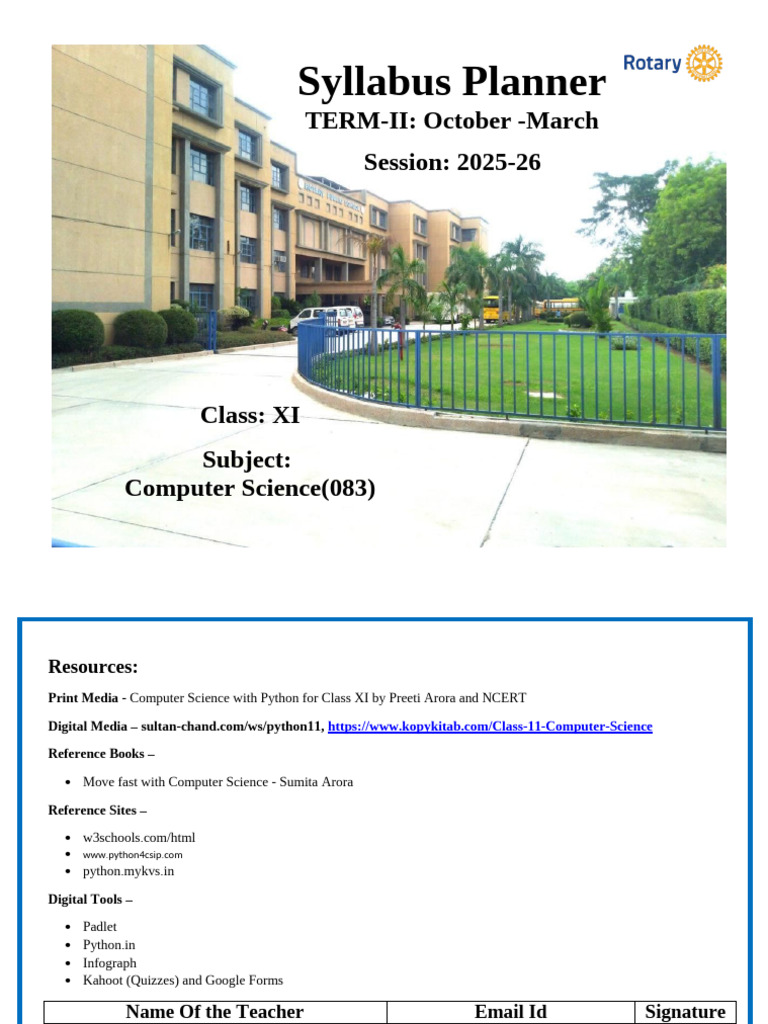 Syllabus Planner 2023 24computerscience Xi Second Semester | PDF ...