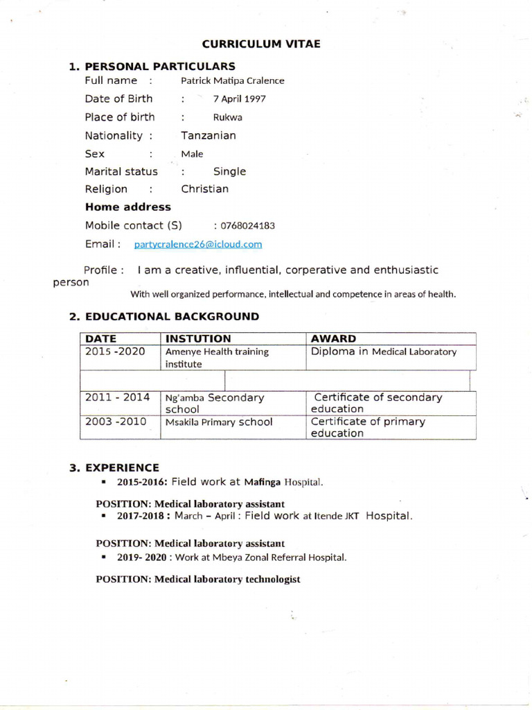 Patrick CV | PDF