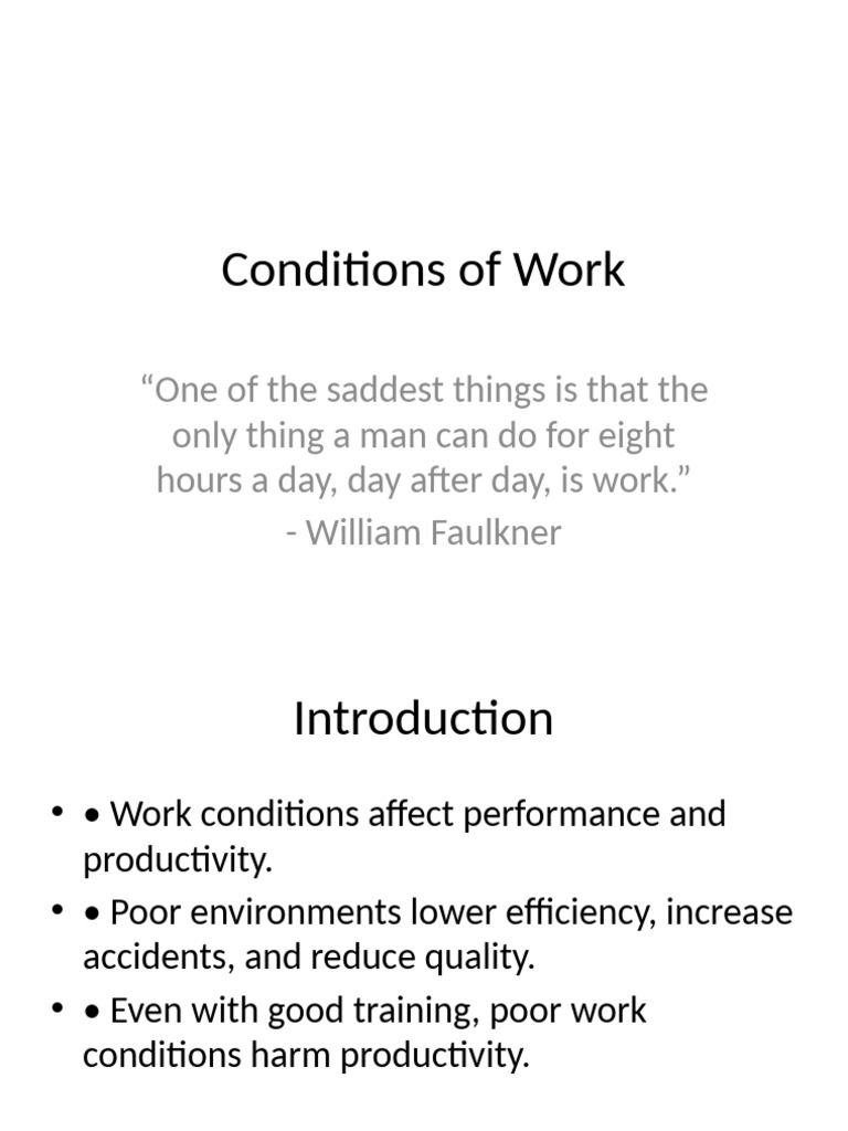 Conditions of Work Presentation | PDF