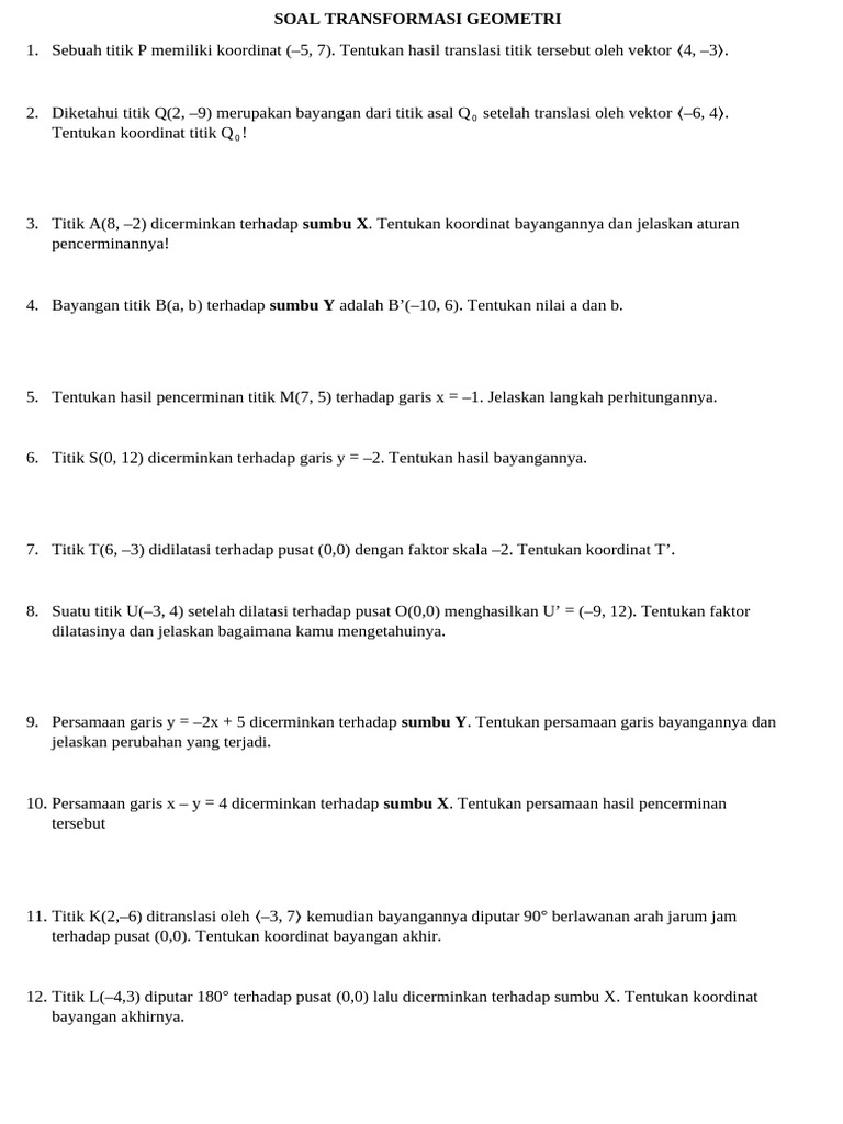 Soal Transformasi Geometri Uas 02122025 | PDF