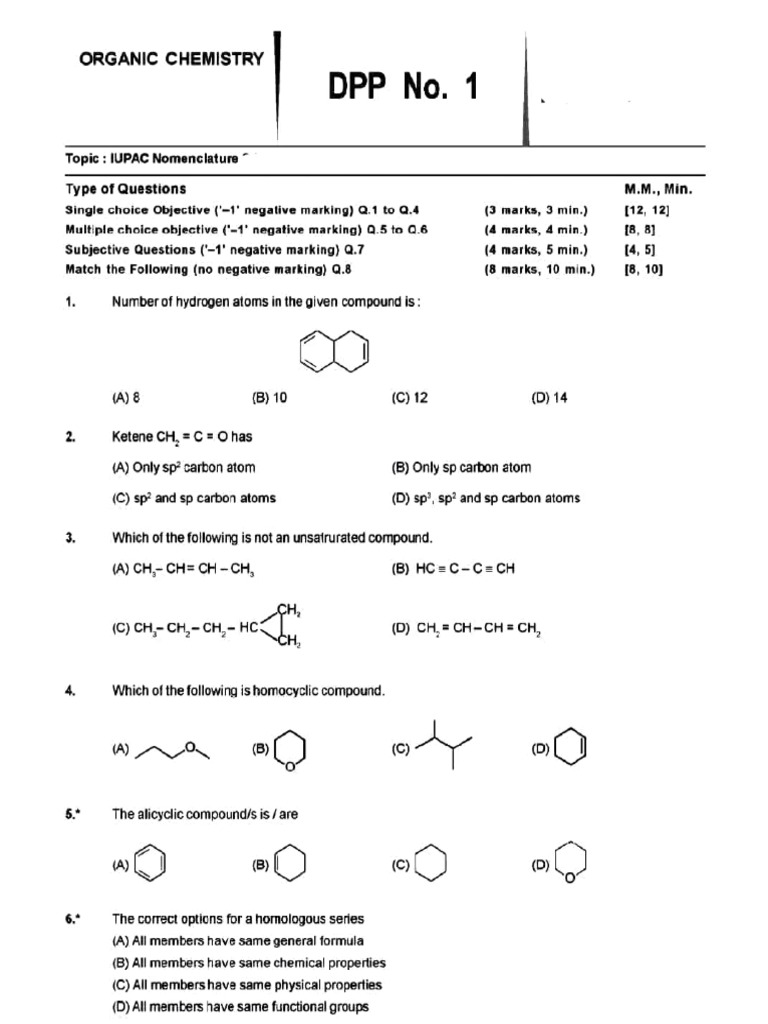 IUPAC Nomenclature Practice Questions | PDF | Alkane | Organic Compounds