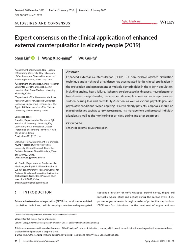 Expert consensus on the clinical application of EECP 2019 | PDF ...