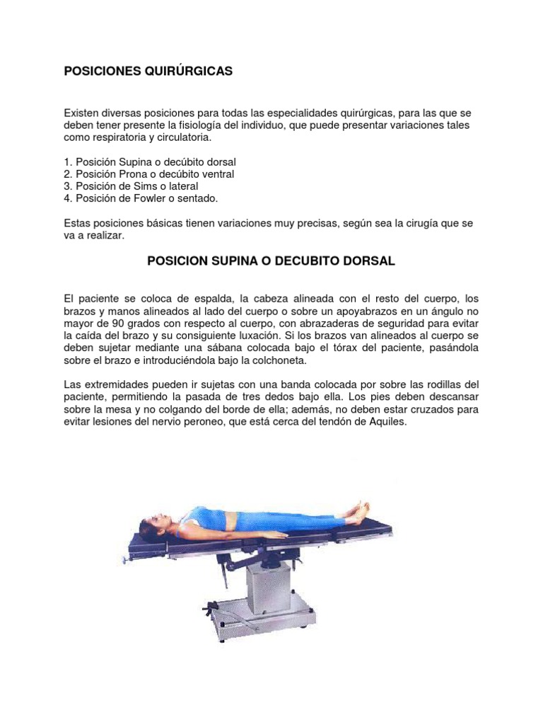 Posiciones Quirúrgicas | PDF | Rodilla | Abdomen