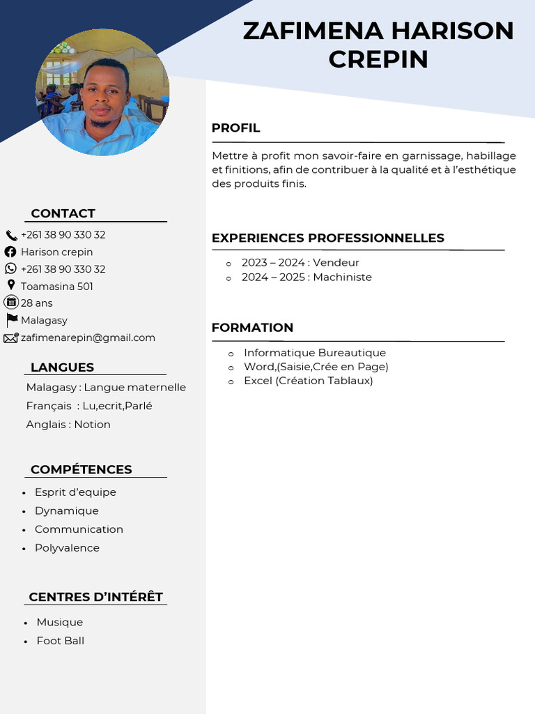 Profil professionnel de Zafimena Harison | PDF