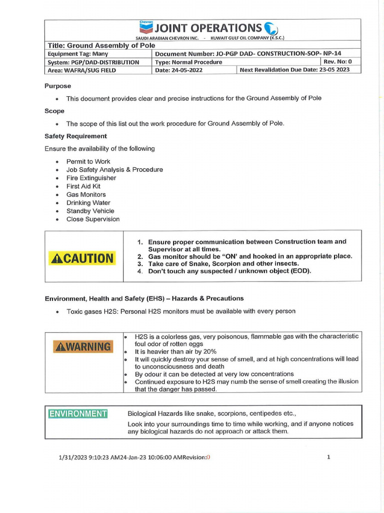 SOP NP 14 Ground Assembly of Pole | PDF