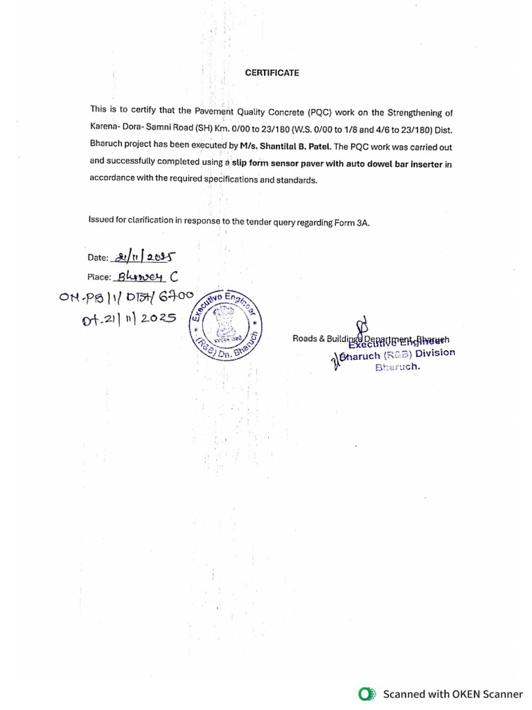Karena Dora Certificate Slip Form Paver | PDF