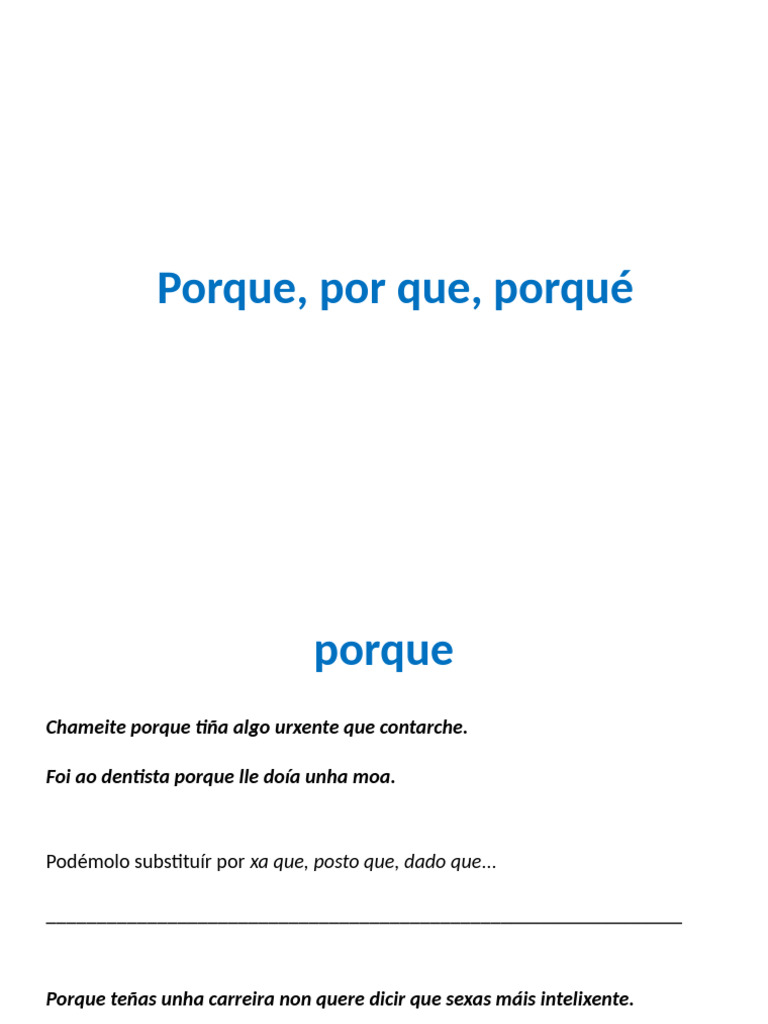 Porque, Por Que, Porqué | PDF