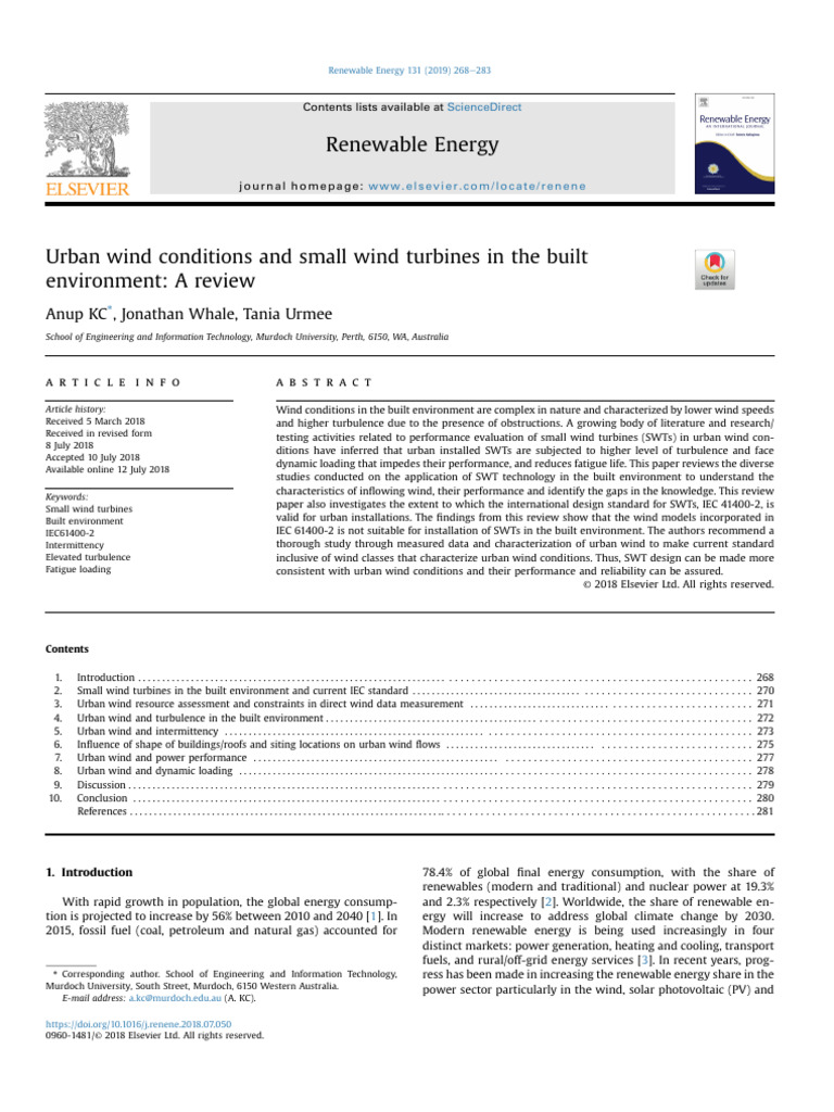 Urban Wind Conditions and Small Wind Turbines in The Built Environment ...