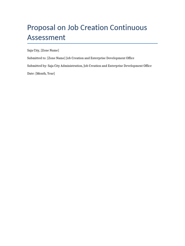 Saja City Job Creation Assessment Proposal | PDF | Unemployment ...