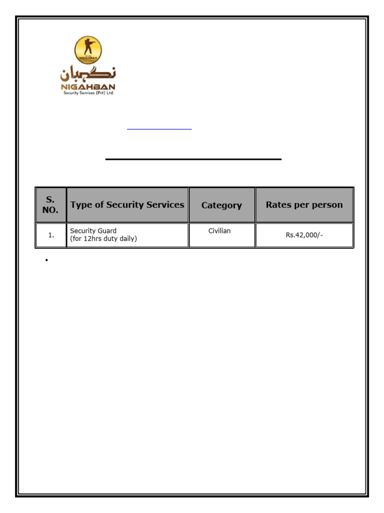 Quotation for Security Services | PDF