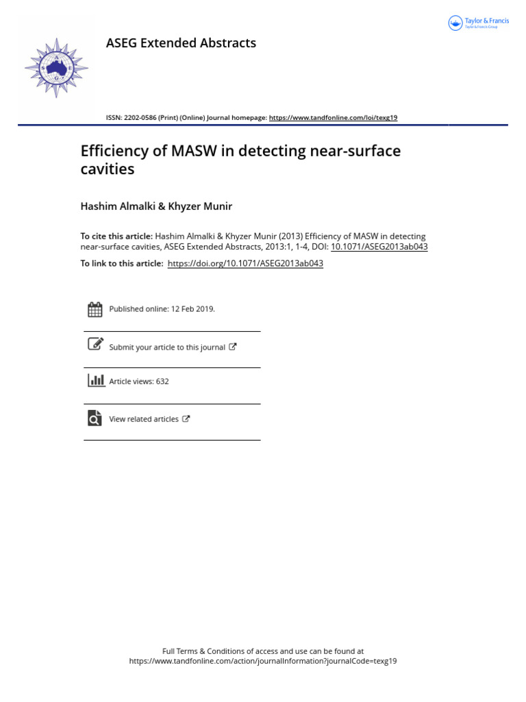 Efficiency of MASW in detecting near surface cavities | PDF ...