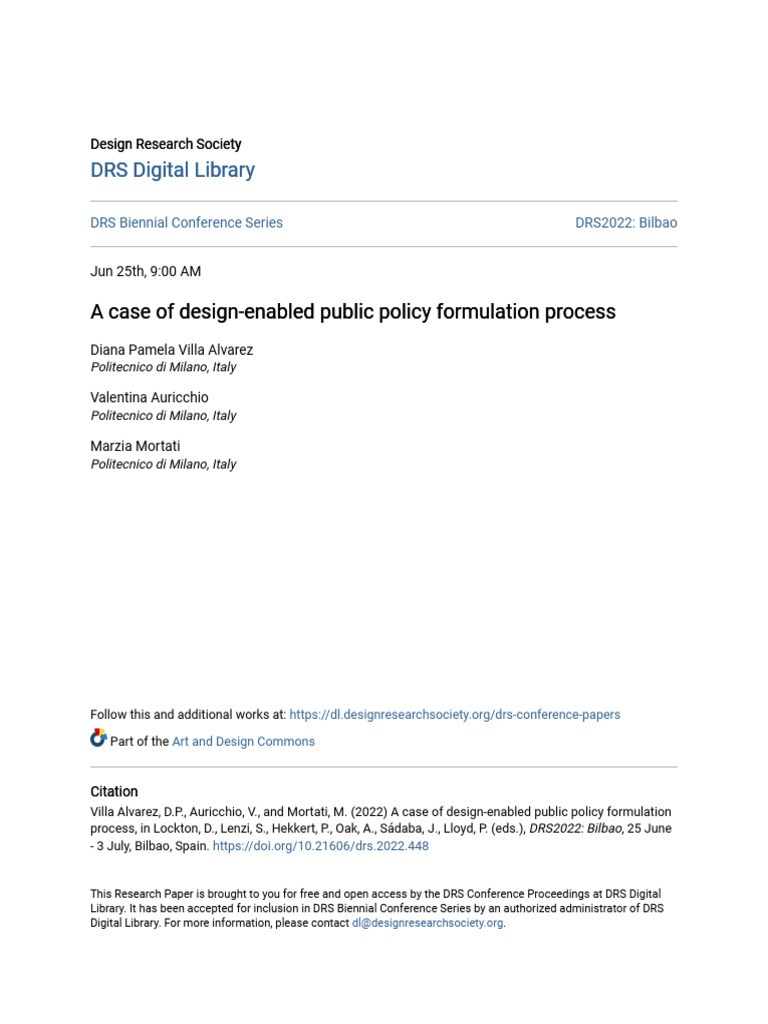 A Case of Design-Enabled Public Policy Formulation Process | PDF ...