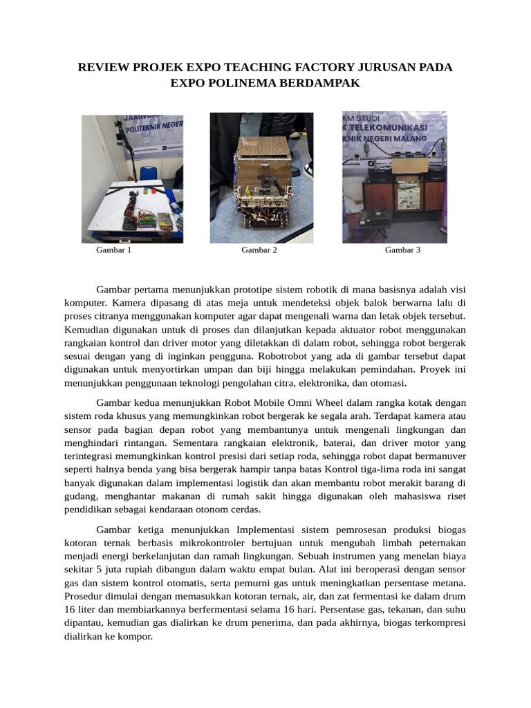 Proyek Robotik dan Biogas di Polinema | PDF