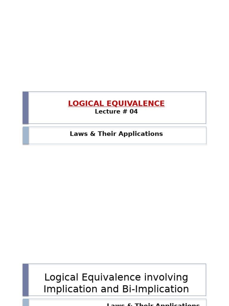 Logical Equivalence and Implication Laws | PDF | Metalogic | Mathematics