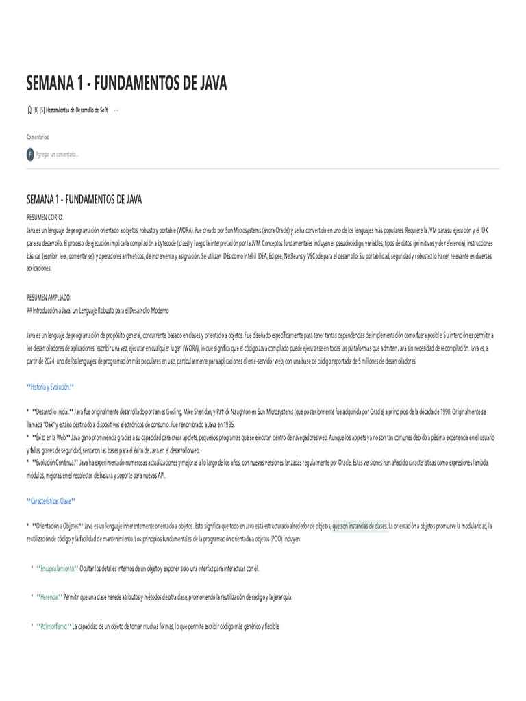 SEMANA 1 - FUNDAMENTOS DE JAVA | PDF