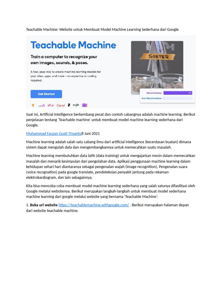 Buat Model Machine Learning dengan Teachable Machine | PDF