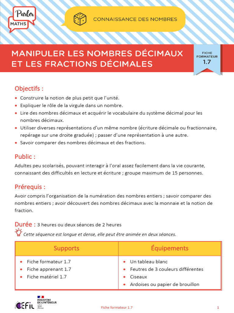 PM - 1-7 - FF - Manipuler Les Nombres Decimaux Et Les Fractions ...