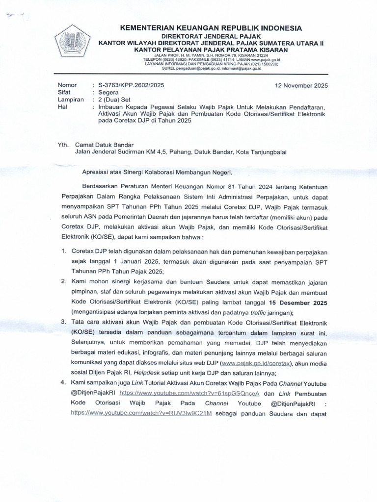 Pembuatan Akun Cortex Dari DJP Kisaran | PDF