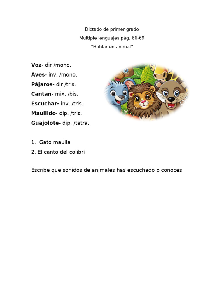 Dictado Primer Grado-1 | PDF