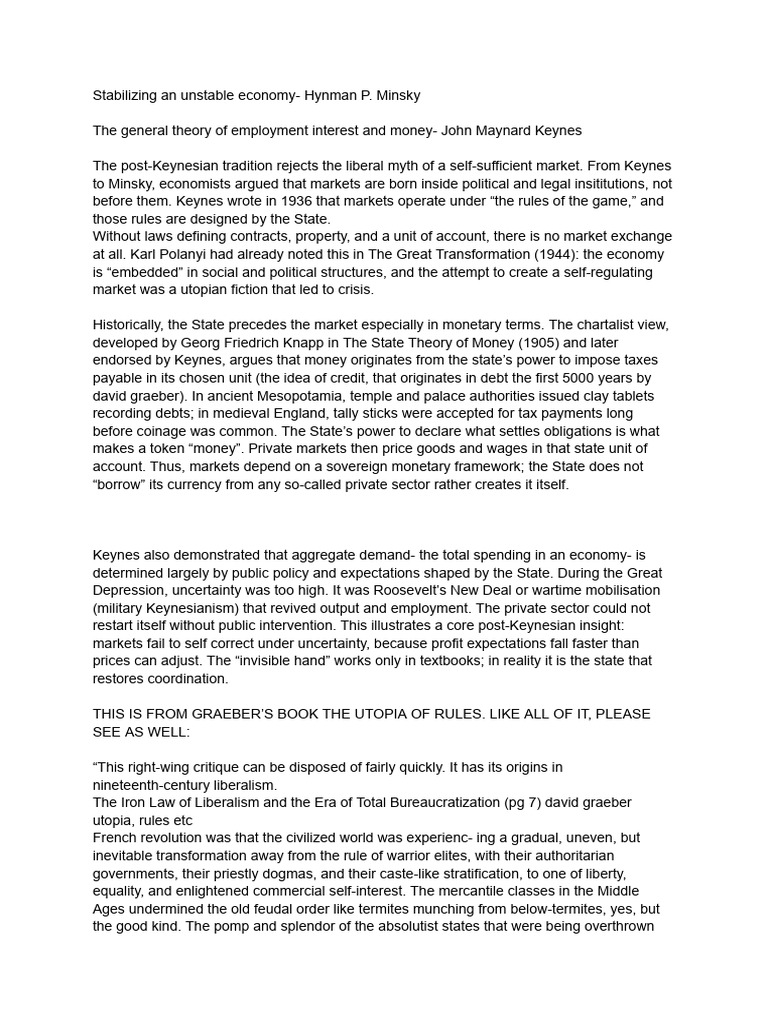 Why the State Needs Markets | PDF | John Maynard Keynes | Money
