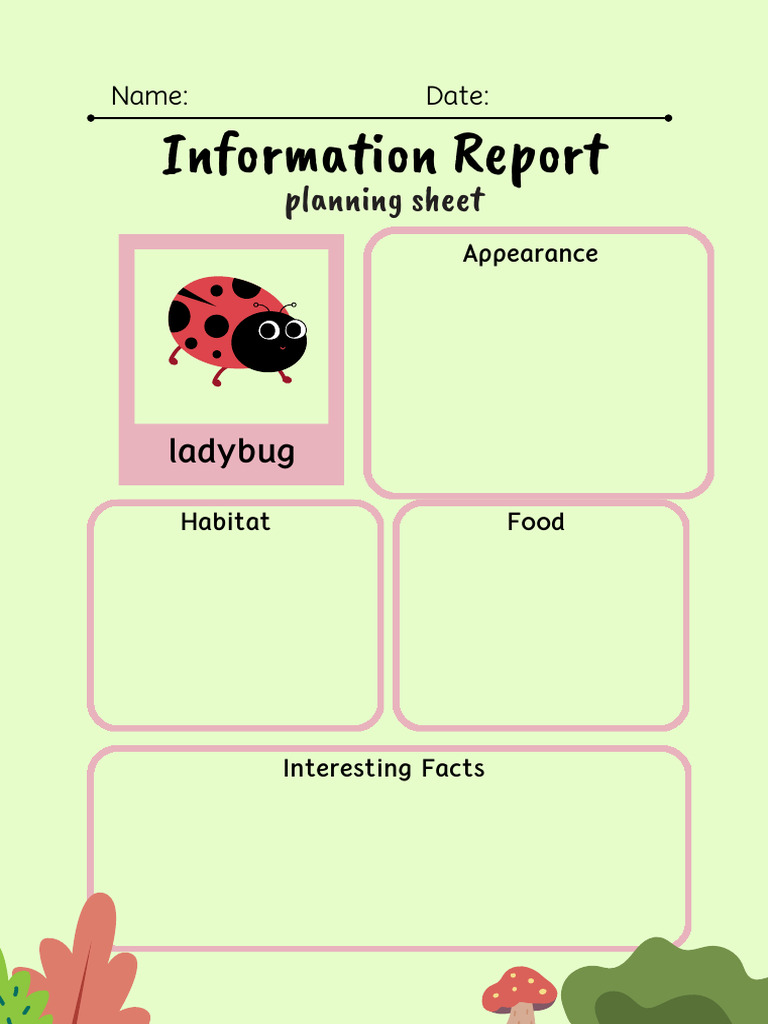 Ladybug Information Report Template | PDF