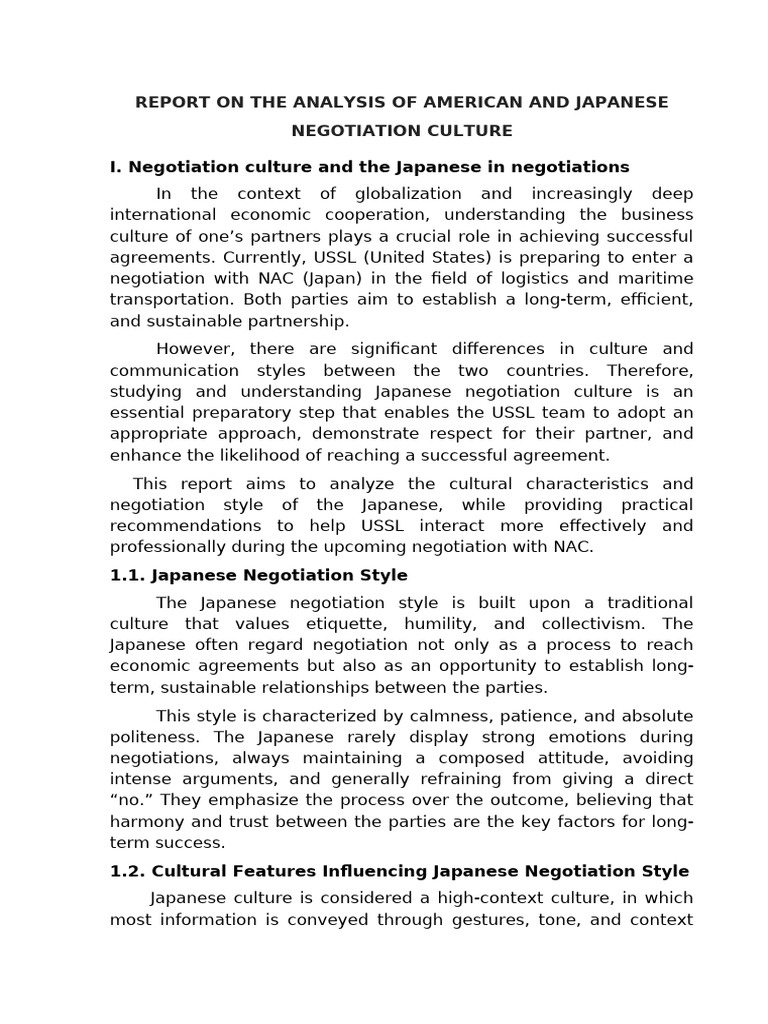 Understanding Japanese Negotiation Culture | PDF | Negotiation ...