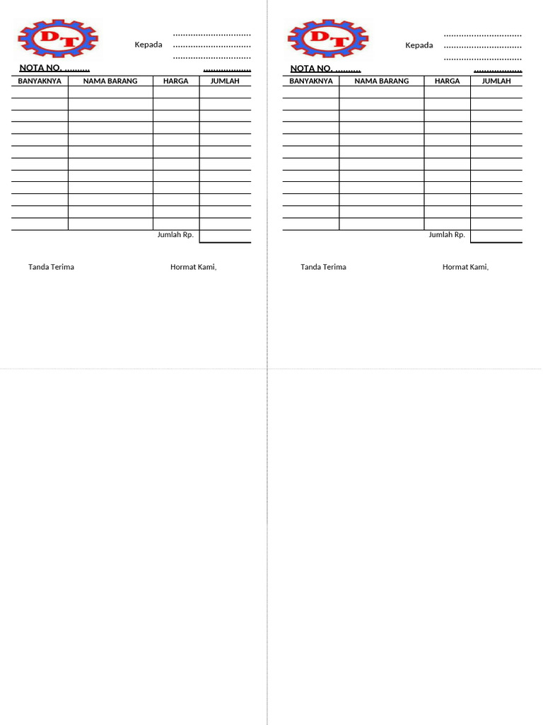 Nota Bon Kosong Fotocopy A5 | PDF