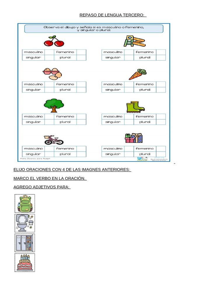 Repaso de Lengua Tercero | PDF
