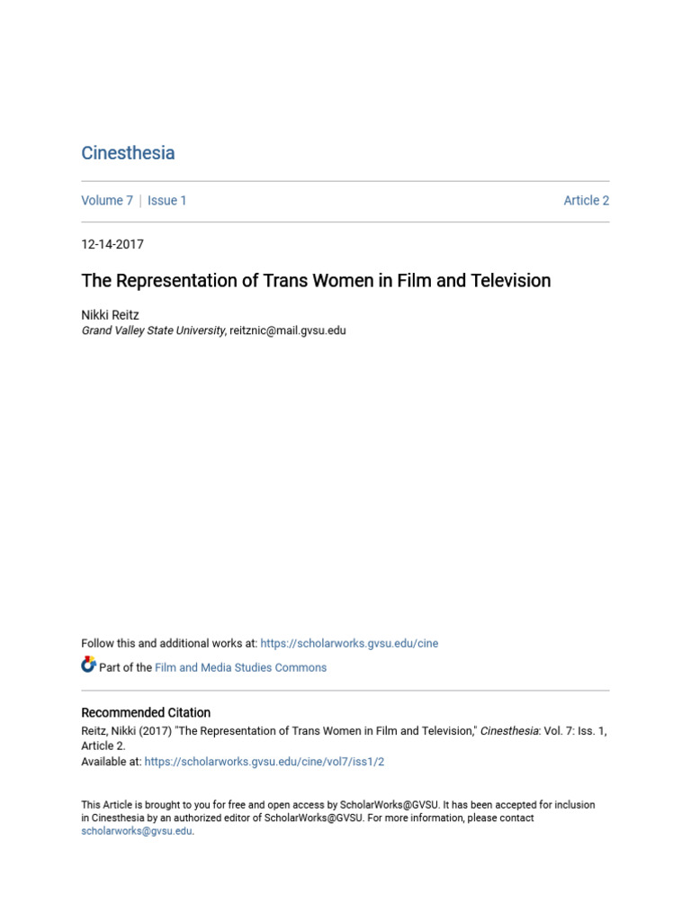 Trans Women in Film and TV Representation | PDF | Transgender ...