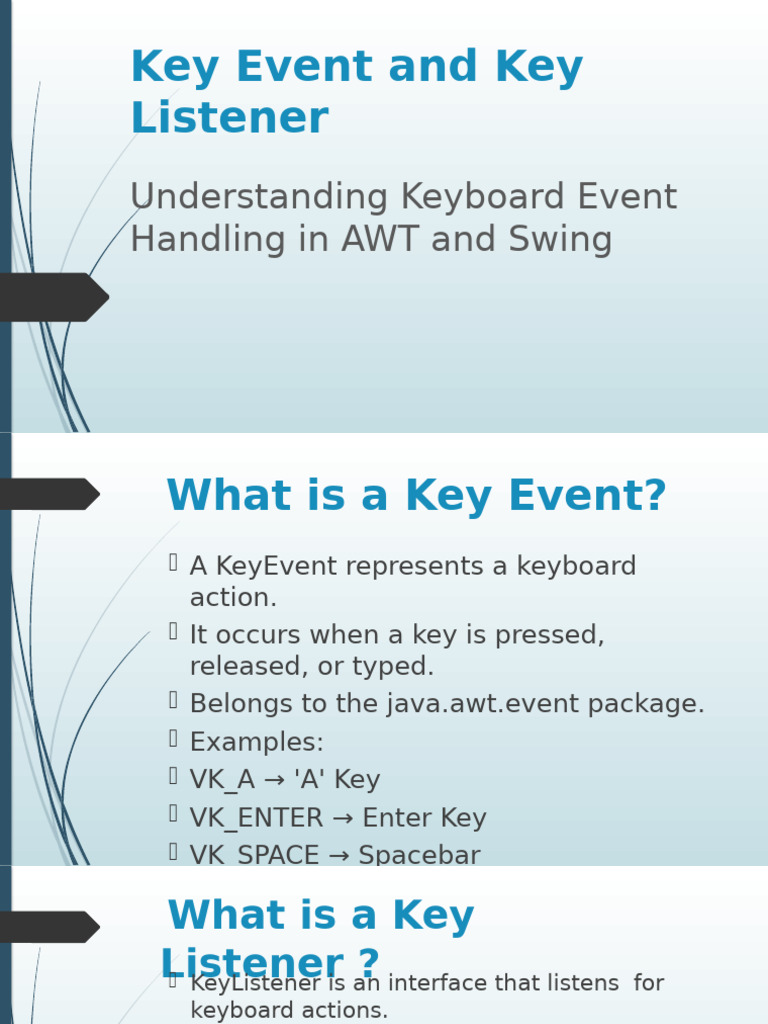 Key Event and Key Listener | PDF