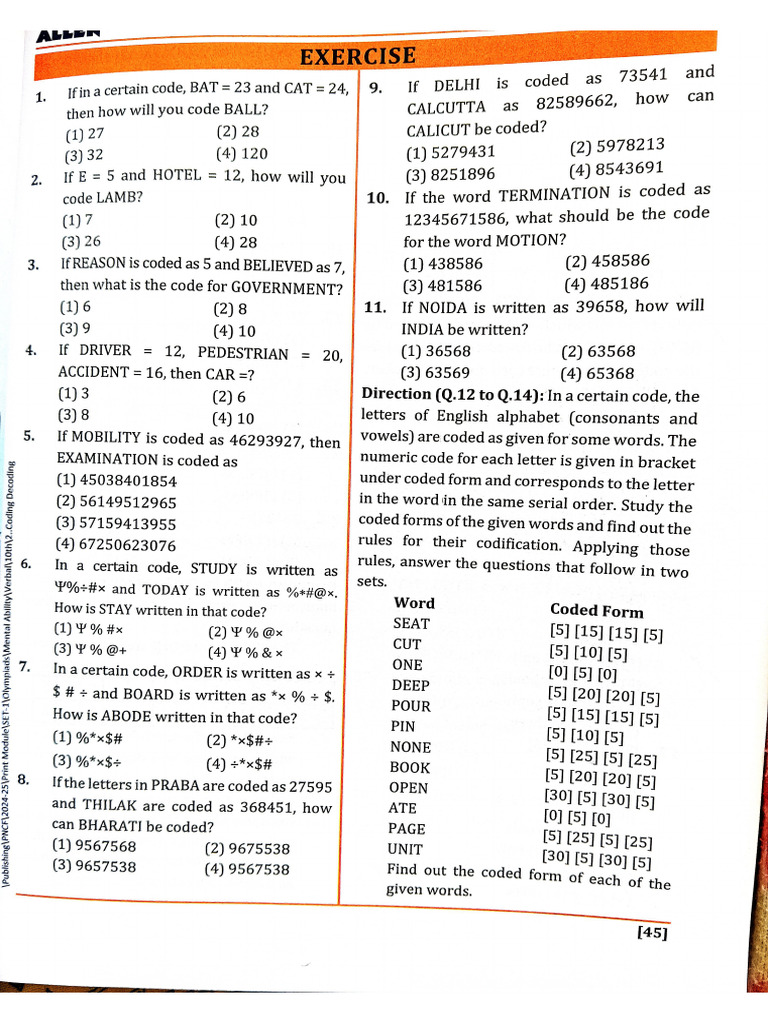 Mental Ability Test Paper | PDF