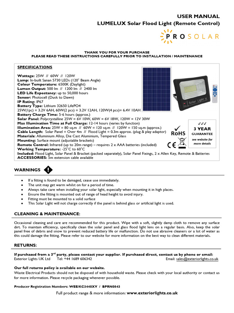 Lumelux Solar Light Instructions 2 (1) | PDF | Solar Panel | Electrical ...