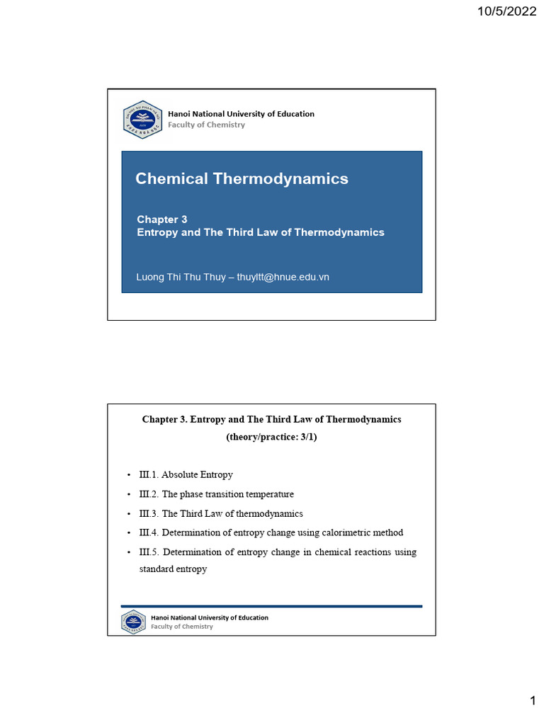 Entropy and Third Law of Thermodynamics | PDF | Entropy | Laws Of ...