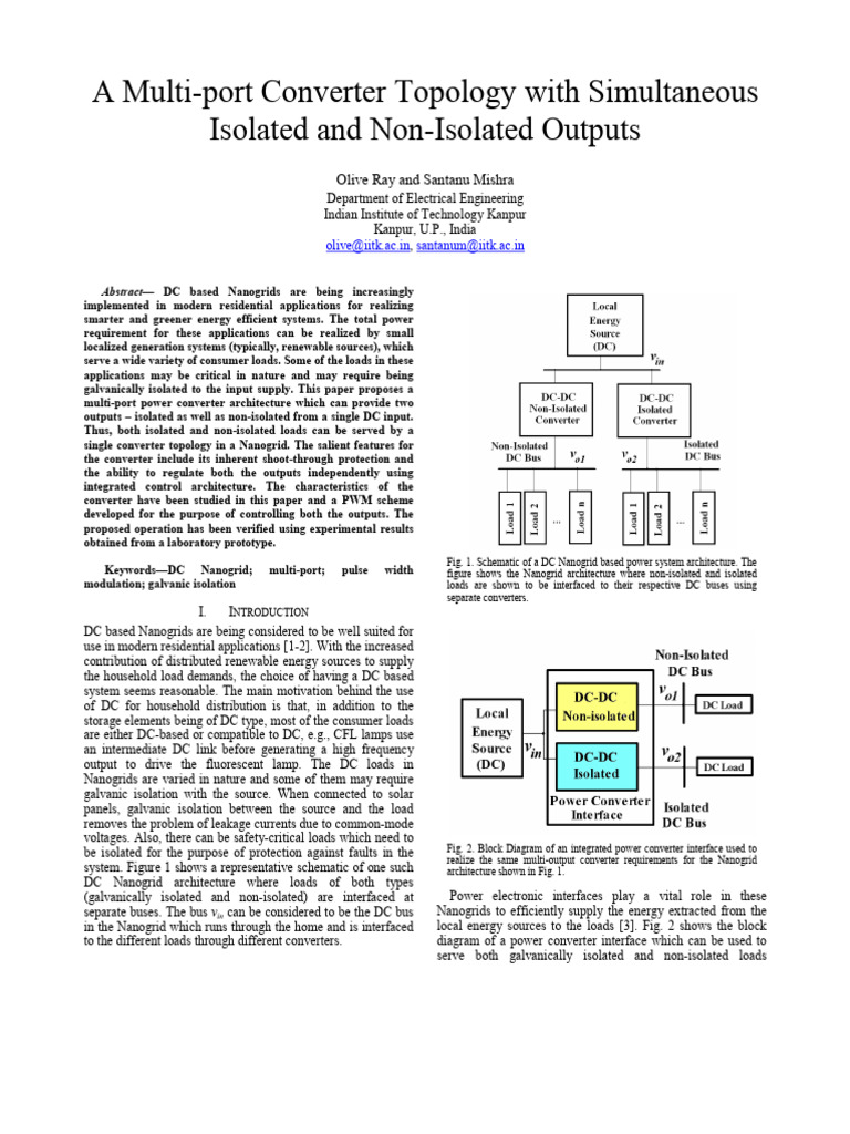 A Multi-Port Converter Topology With Simultaneous Isolated and Non ...
