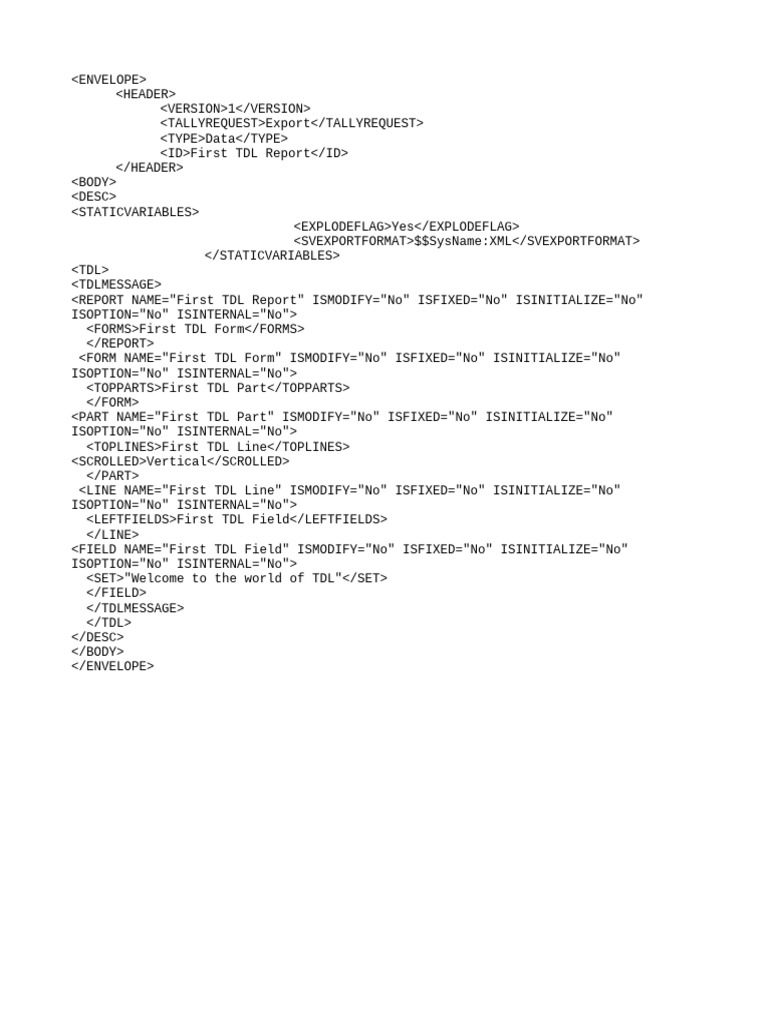 First TDL Report XML Export Guide | PDF