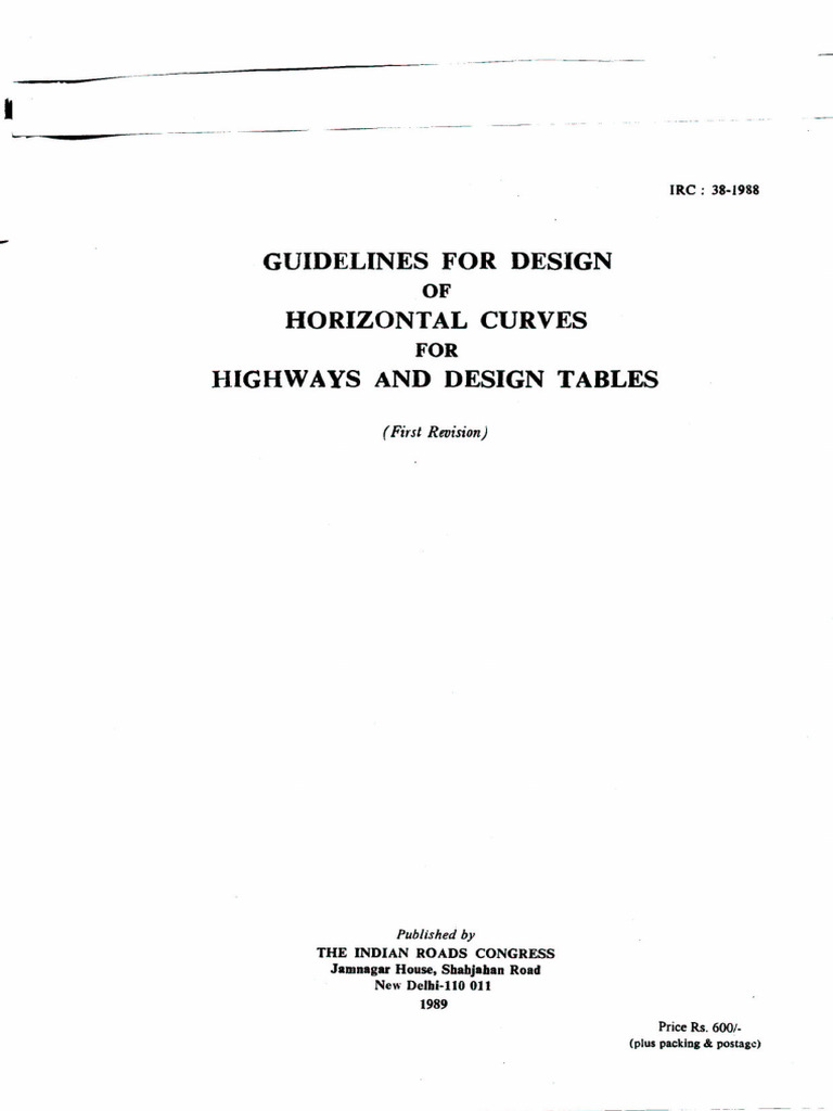 IRC-38-1981 Guidelines For Design of Horizontal Curves For Highways and ...