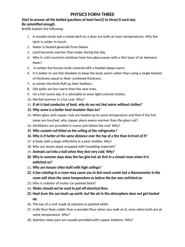 HG Physics Explanation Questions | PDF | Heat Transfer | Heat