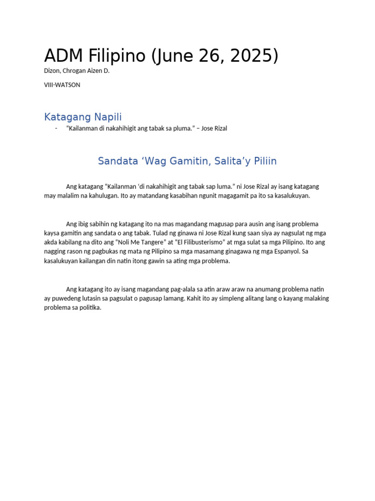 ADM Filipino | PDF